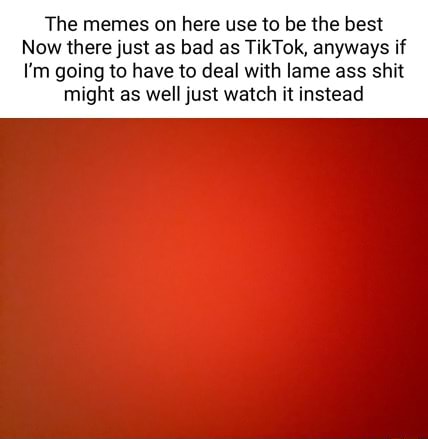 The memes on here use to be the best Now there just as bad as TikTok ...