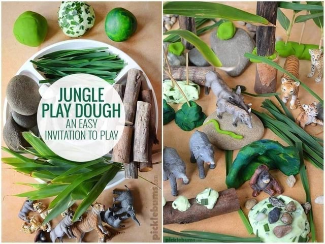 🌴🐅🦓🐒🐘🦒🌴 Activity Idea: - JUNGLE PLAY DOUGH . AN EASY INVITATION TO PLAY ...