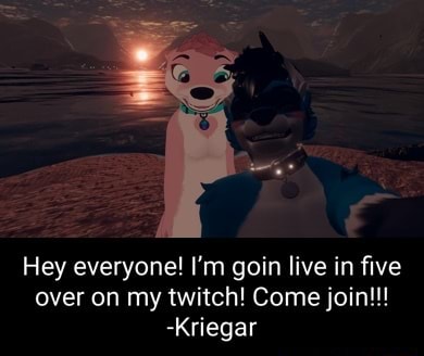 Hey everyone! I'm goin live in five over on my twitch! Come join!!! -Kriegar - iFunny