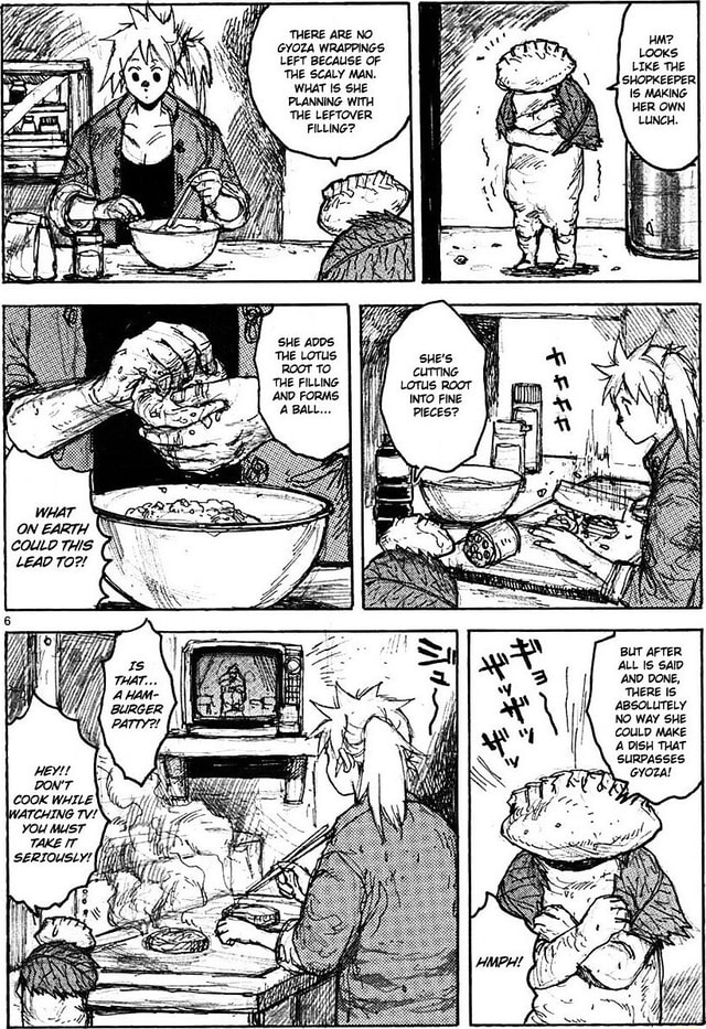 THERE ARE NO GYOZA WRAPPINGS LEFT BECALISE OF THE SCALY MAN. WHAT IS ...