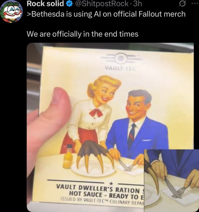 Rock solid @ @ShitpostRock: Sh AS) >Bethesda is using Al on official ...