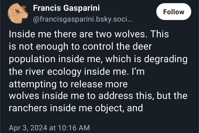Two wolves inside me rule - Two wolves inside me rule Francis Gasparini ...