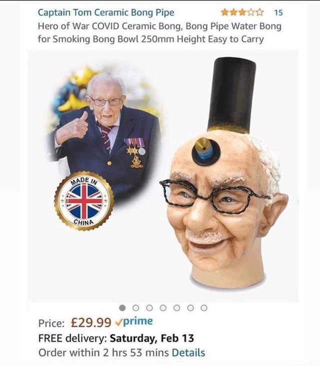 Captain Tom Ceramic Bong Pipe AS 15 Hero of War COVID Ceramic Bong ...