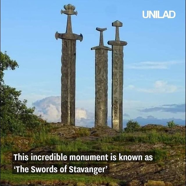 This incredible monument is known as 'The Swords of Stavanger' - iFunny