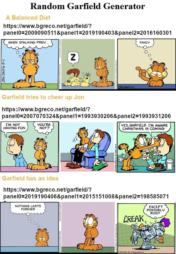 Random Garfield Generator A Balanced Diet panel2s20 Garfield tries to cheer up Jon NOT HAVING ES ...