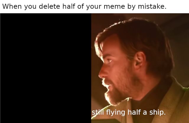 When you delete half of your meme by mistake. í flying half a ship ...