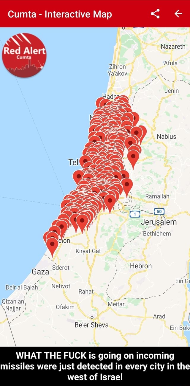 Cumta - Interactive Map Red Alert Nazareth Zion Afula Jenin Nablus ...