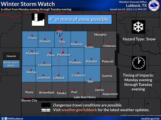 Winter Storm Watch In effect from Monday evening through Tuesday ...