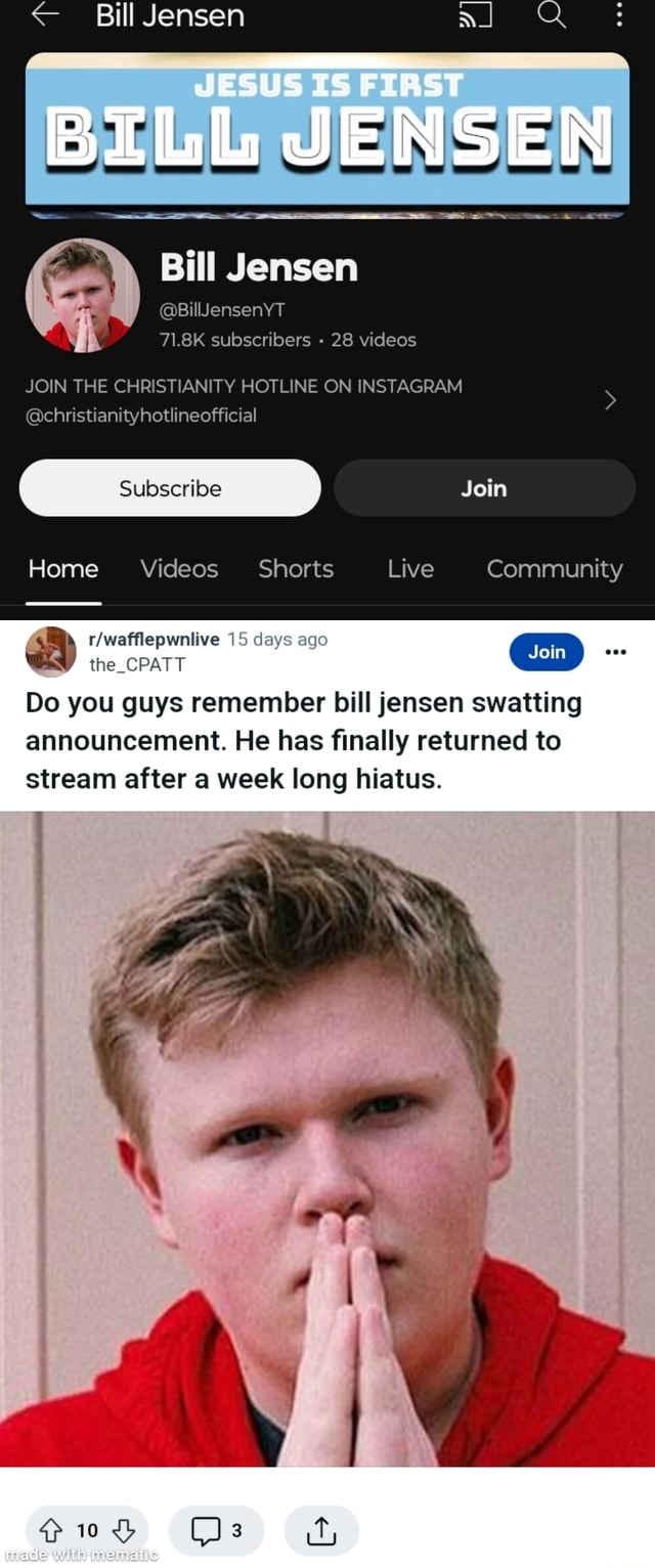 Bill Jensen JESUS IS FIAST JENSEN Bill Jensen subscribers 28 videos JOIN THE CHRISTIANITY ...