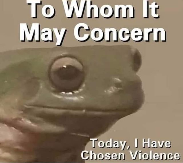 To Whom It May Concern Today, I Have Chosen Violence - iFunny