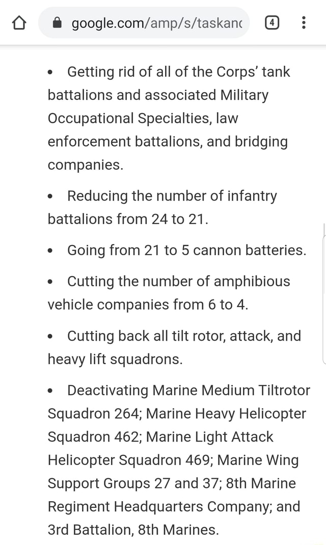 E Getting Rid Of All Of The Corps Tank Battalions And Associated