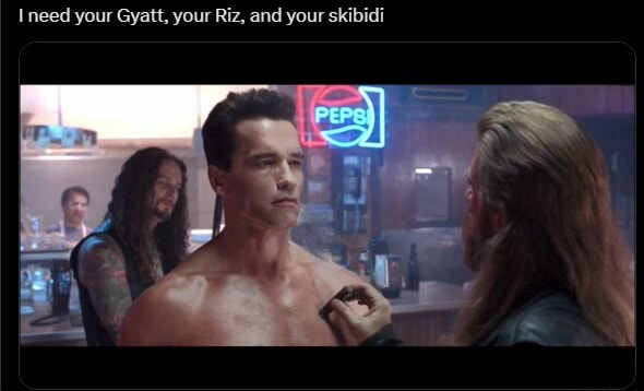 Gyatt that Terminator sure does have rizz - I need your Gyatt, your Riz ...