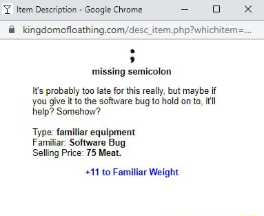 Item Description Google Chrome - missing semicolon Its probably too ...