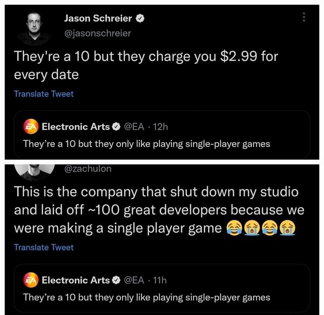 Jason Schreier @ @jasonschreier They're a 10 but they charge you $2.99 ...