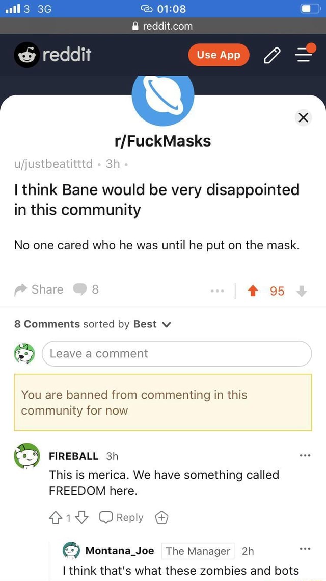 All reddit Use App think Bane would be very disappointed in this ...