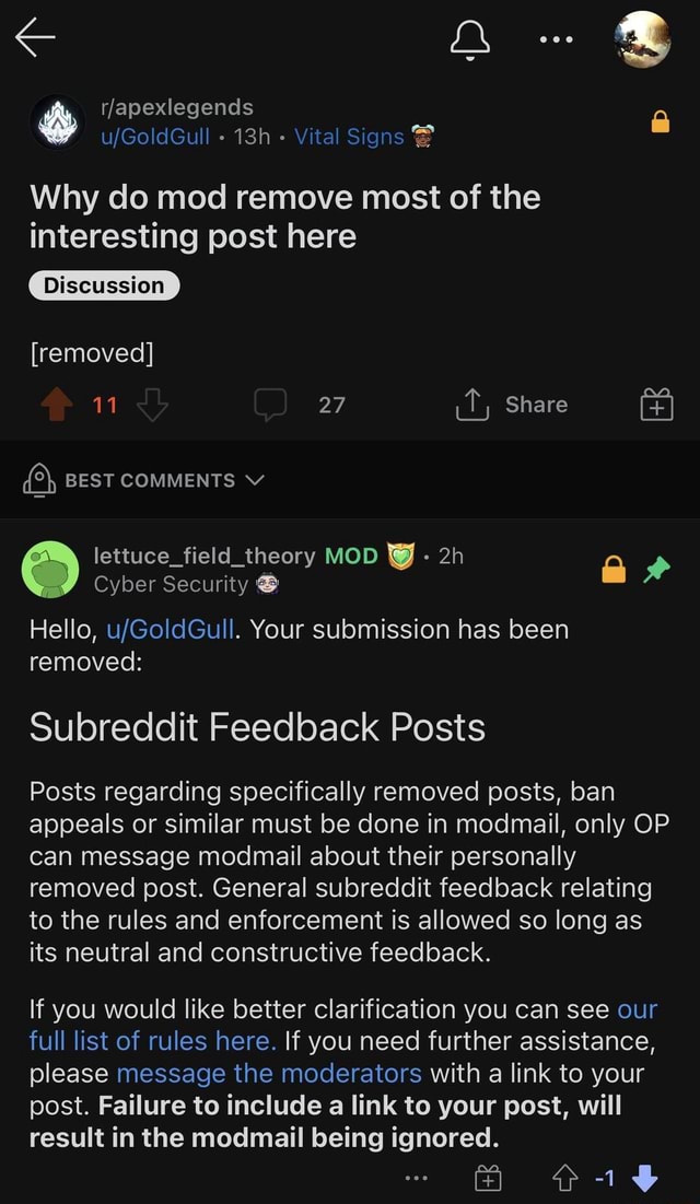 Rfapexlegends - Vital Signs Why do mod remove most of the interesting post here Discussion ...