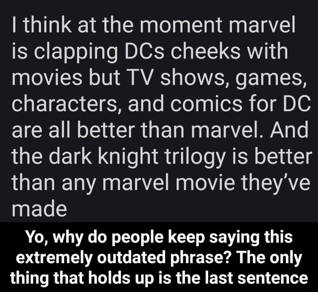Ithink at the moment marvel is clapping DCs cheeks with movies but TV ...