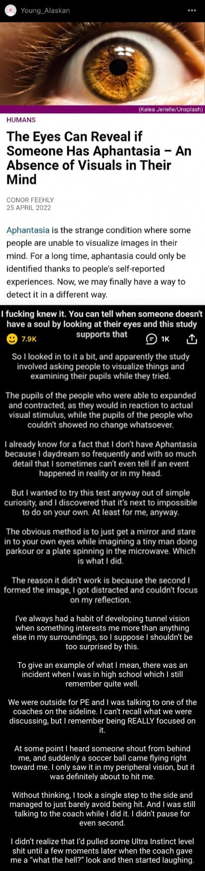 (Kalea HUMANS Mind The Eyes Can Reveal if Someone Has Aphantasia An ...