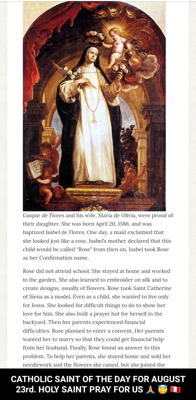 Gaspar de Flores and his wife, Maria de Olivia, were proud of their ...