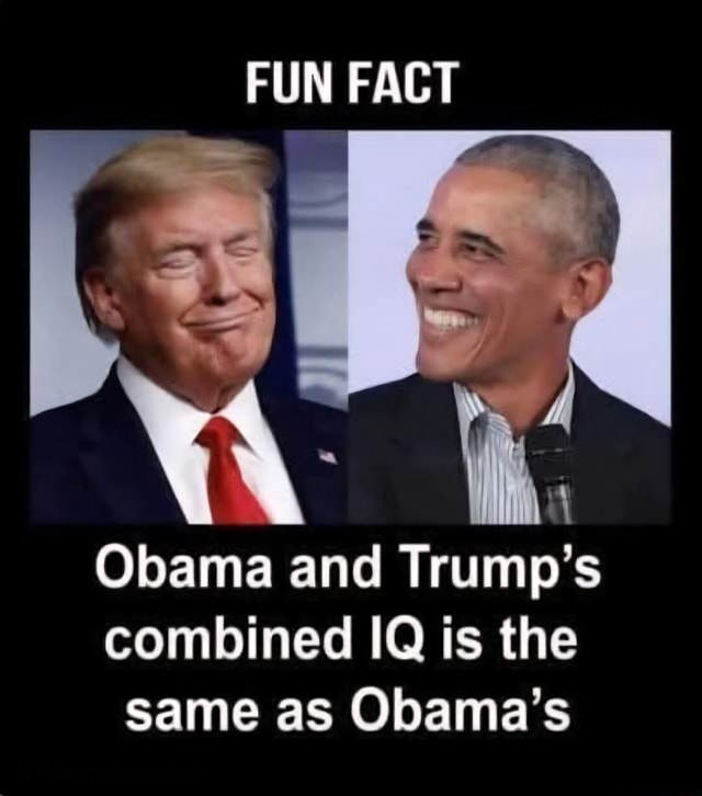 FUN FACT Obama and Trump's combined IQ is the same as Obama's - iFunny