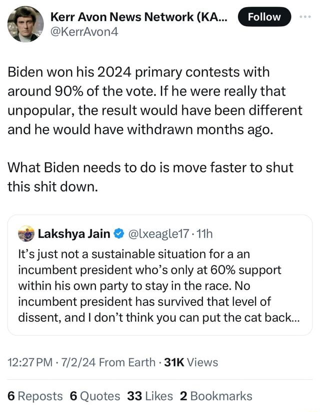 Kerr Avon News Network (KA... Biden won his 2024 primary contests with ...