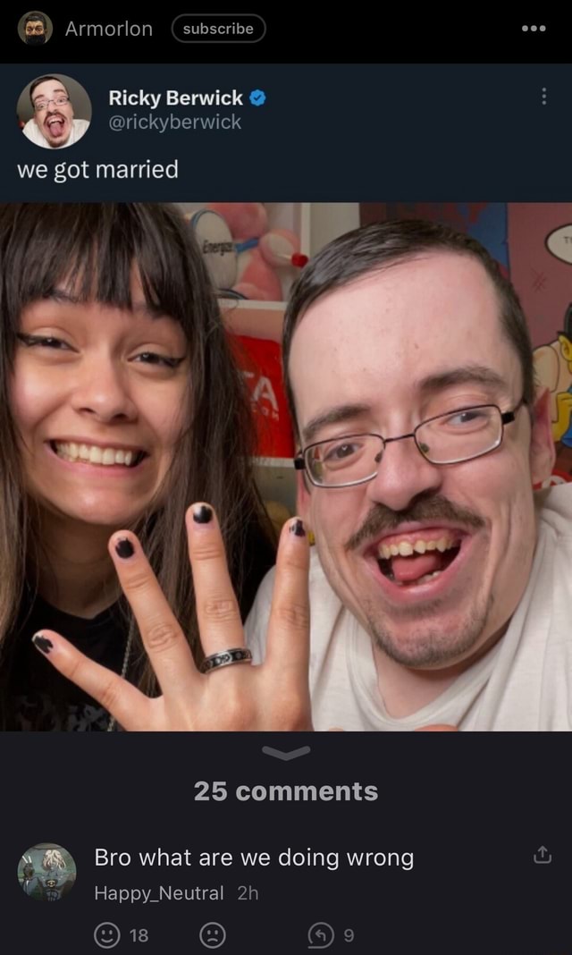 & Armorlon subscribe r( Ricky Berwick @rickyberwick we got married 25 ...