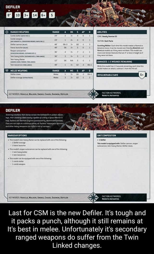 DEFILER T w RANGED WEAPONS Combi-bolter 2} CORE: Deadly Demise Combi ...