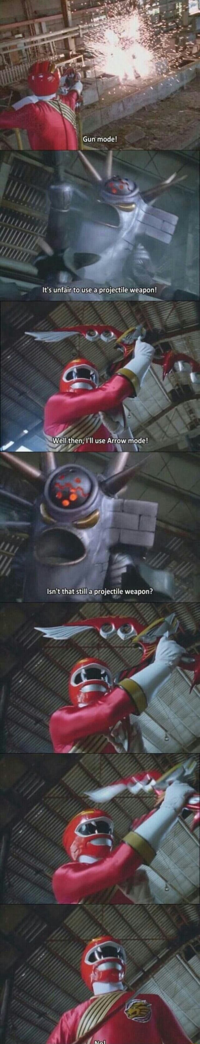 Mode! It's unfair, to use a projectile weapon! use Arrow sn that ...