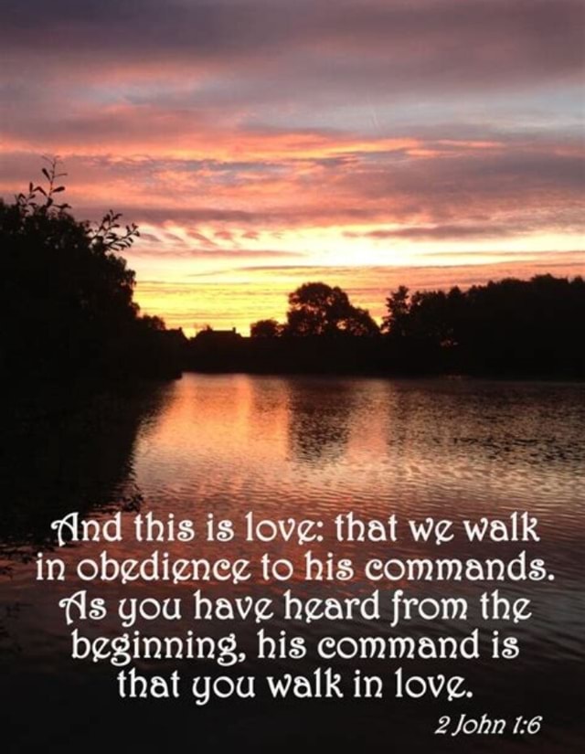 Find this is love: that we walk in obgdigneg to his commands. fis you ...