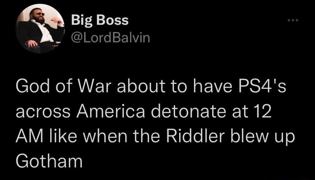 Big Boss mA. God of War about to have PS4's across America detonate at ...