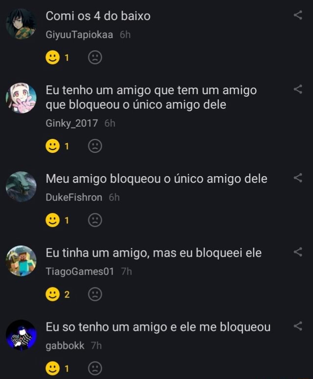 Ad Comi Os 4 Do Baixo Giyuutapiokaa Eu Tenho Um Amigo Que Tem Um Amigo