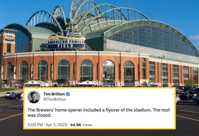 Tim Britton @ @TimBritton The Brewers' home opener included a flyover ...