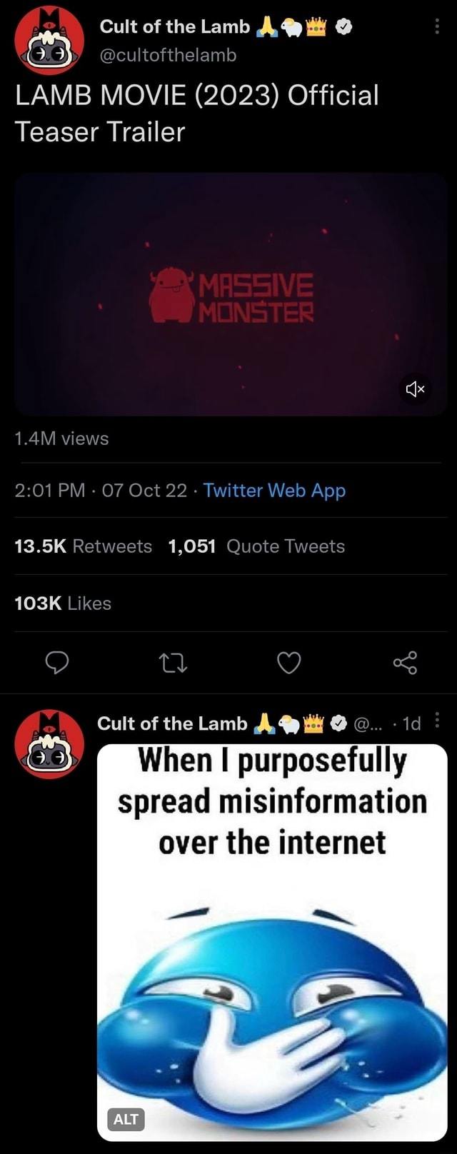 Cult of the Lamb @cultofthelamb LAMB MOVIE (2023) Official Teaser ...