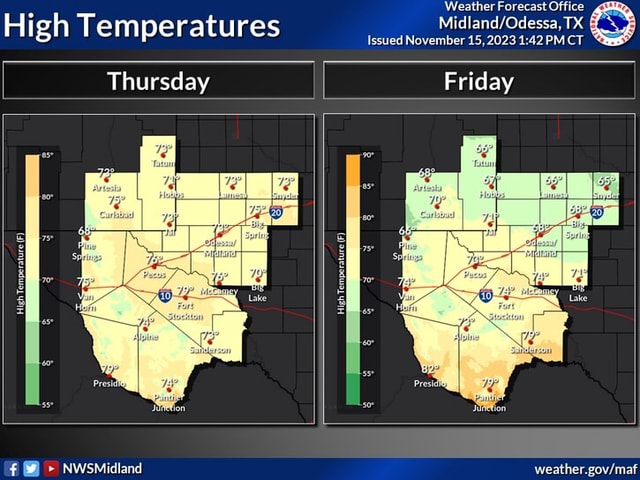 Weather Forecast Office High Temperatures TX Issued November 15,2023 ...