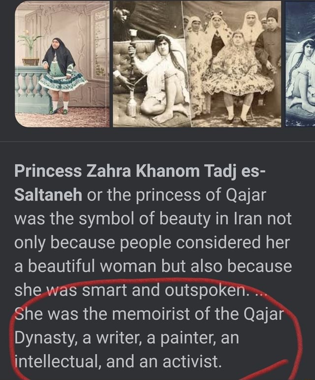 Princess Zahra Khanom Taclj es- Saltaneh or the princess of Qajar was ...