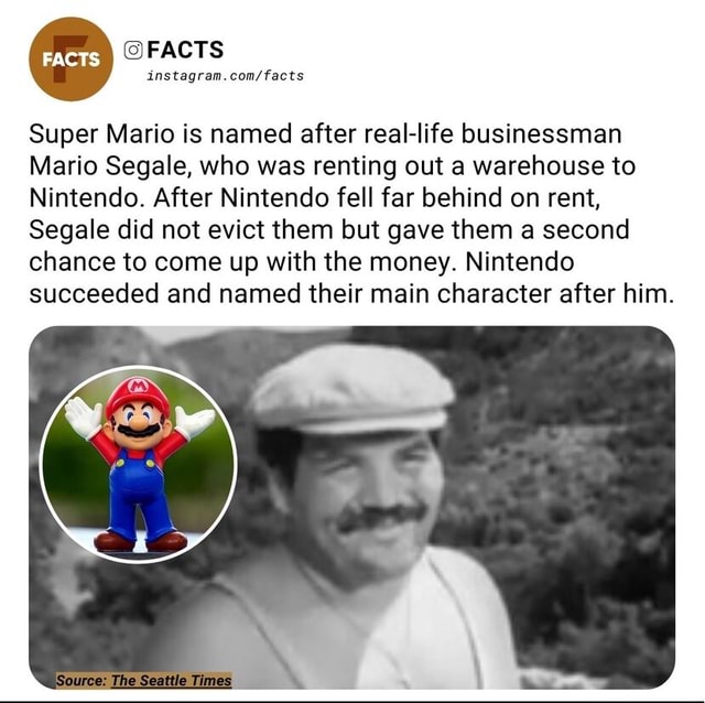 FACTS Super Mario is named after real-life businessman Mario Segale ...