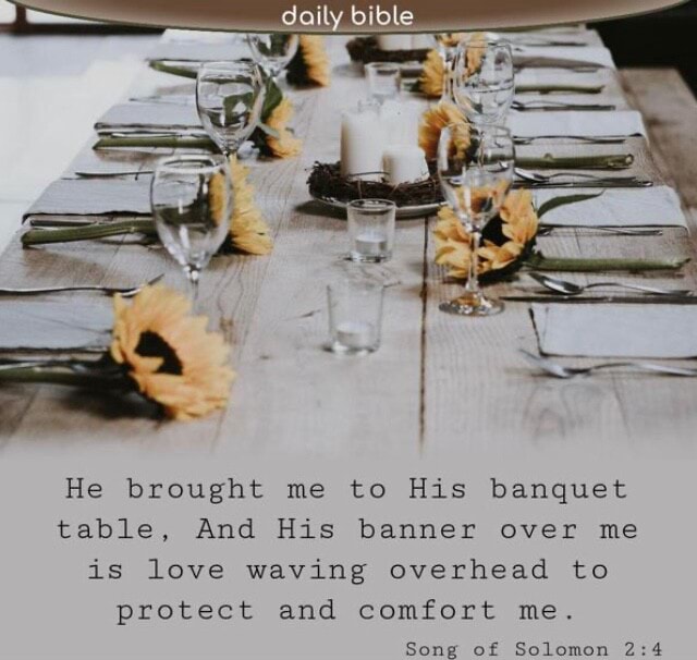 Doily bible He brought me to His banquet table, And His banner over me ...