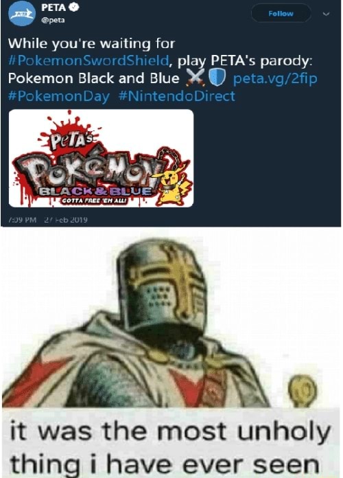 PETA. While you‘re wailing fur , play PETA's parody. Pokemon Black and ...