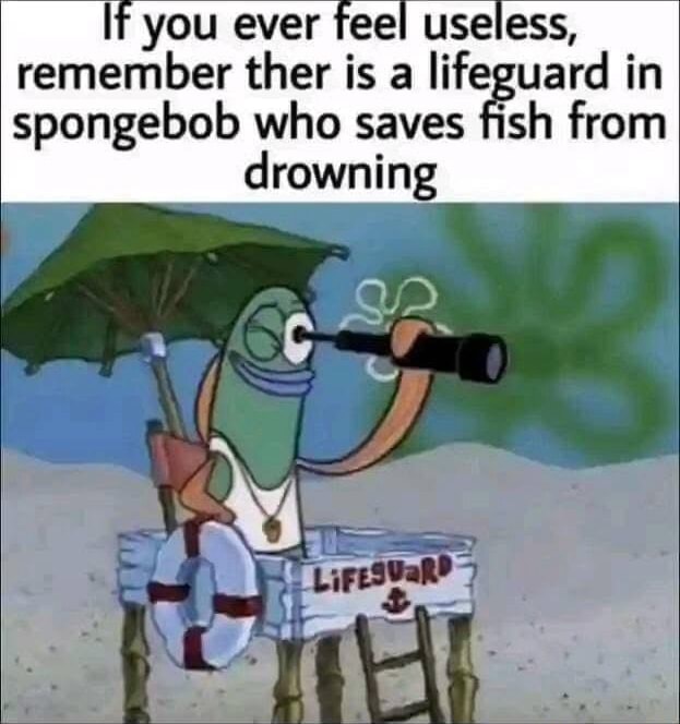 You ever eel useless, remember ther is a lifeguard in who saves fish ...