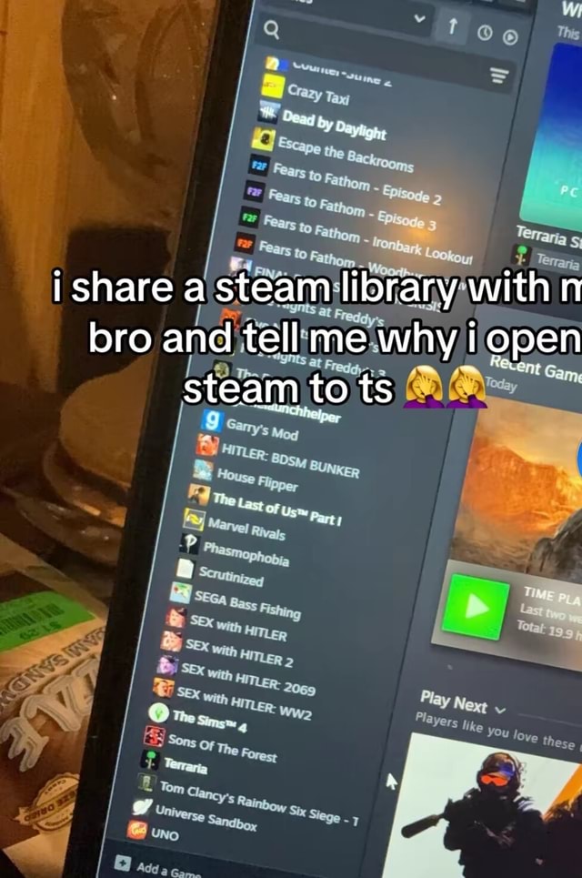 Le the i share a steam library with n bro and tell me why I open steam ...