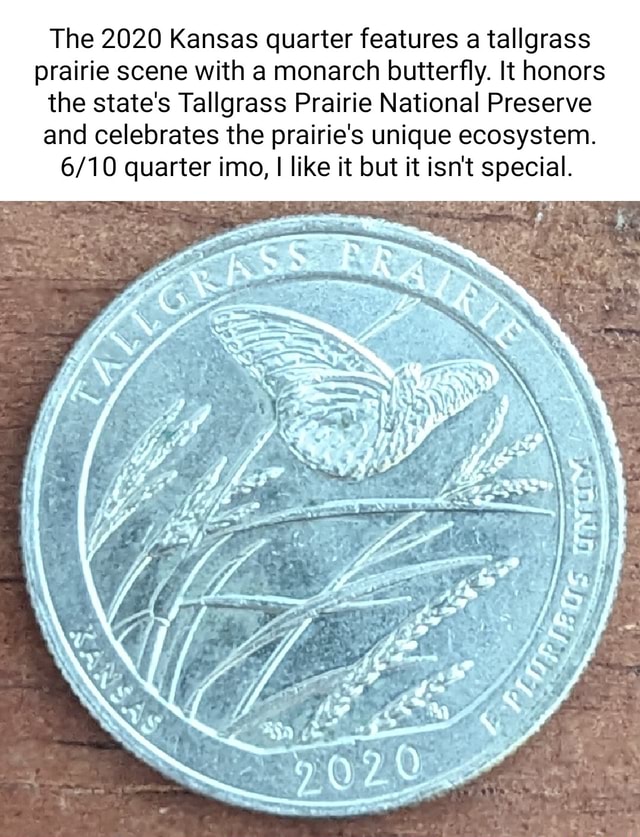 The 2020 Kansas quarter features a tallgrass prairie scene with a ...