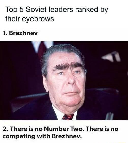 Top 5 Soviet leaders ranked by their eyebrows 1. Brezhnev 2. There is ...