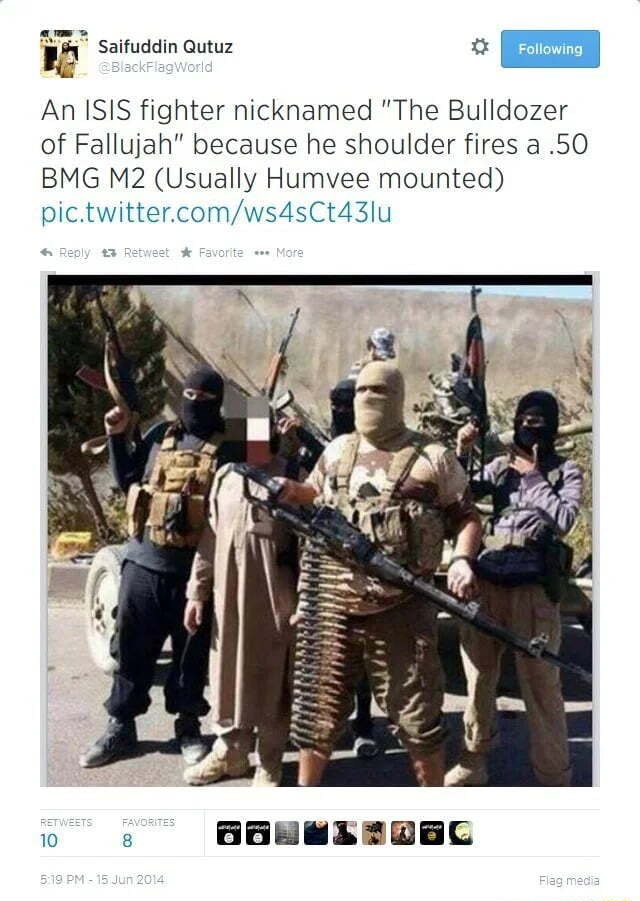 An ISIS fighter nicknamed "The Bulldozer of Fallujah" because he ...