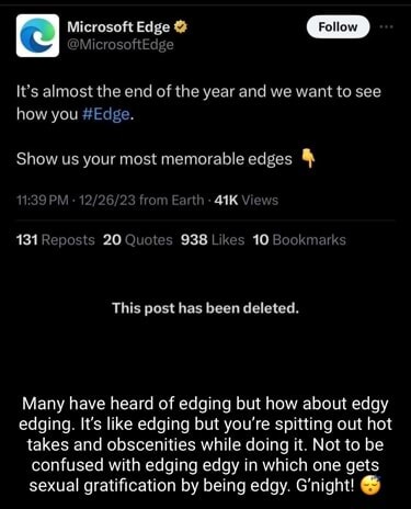 Microsoft Edge Microsoft Fotiow It's almost the end of the year and we ...