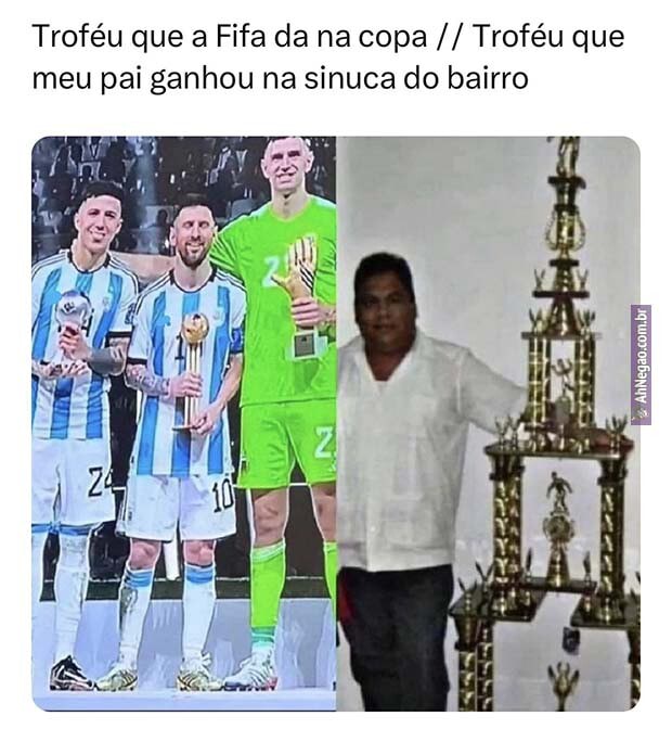 Troféu que a Fifa da na copa Troféu que meu pai ganhou na sinuca do ...