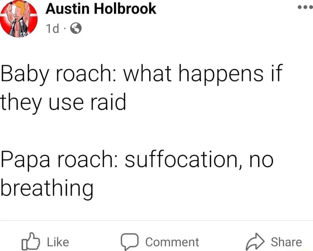 Austin Holbrook id Baby roach: what happens if they use raid Papa roach: suffocation, no ...