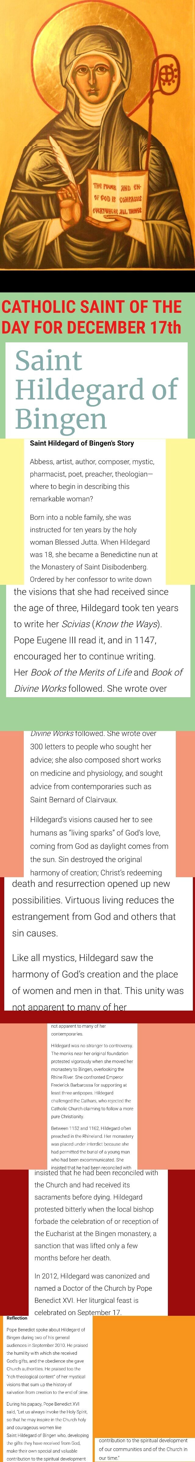 THE SF CATHOLIC SAINT OF THE DAY FOR DECEMBER 17th Saint Hildegard of ...