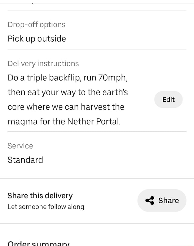 Drop-off options Pick up outside Delivery instructions Do a triple ...