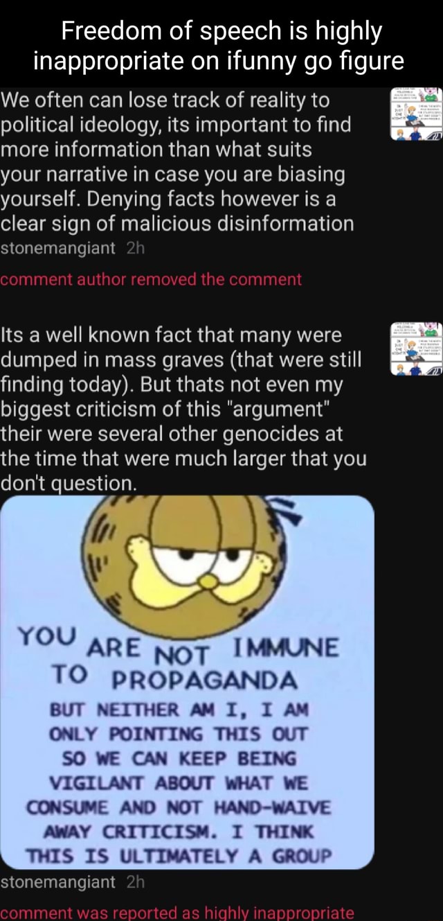 Freedom of speech is highly inappropriate on ifunny go figure We often ...