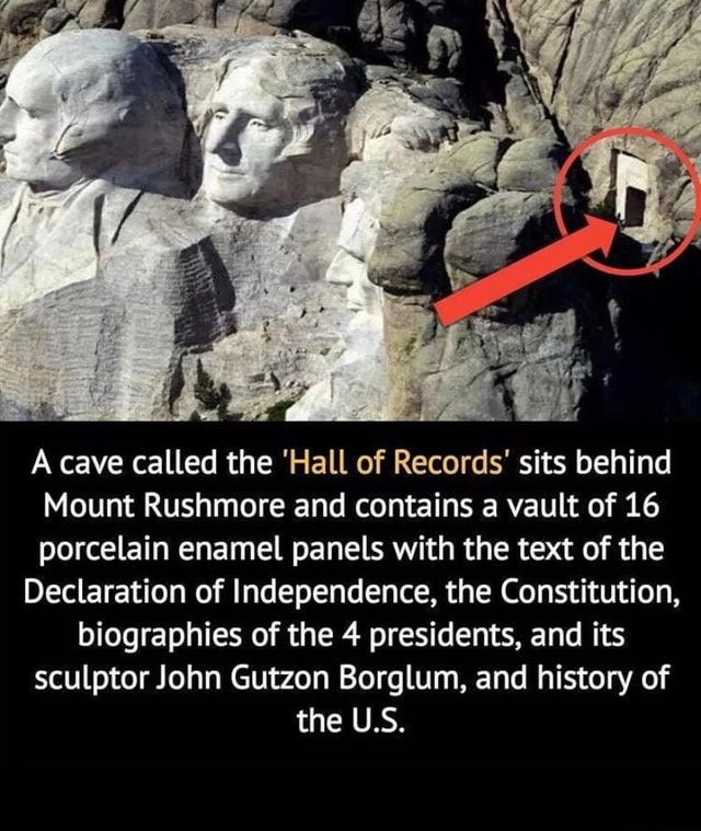 A cave called the 'Hall of Records' sits behind Mount Rushmore and ...